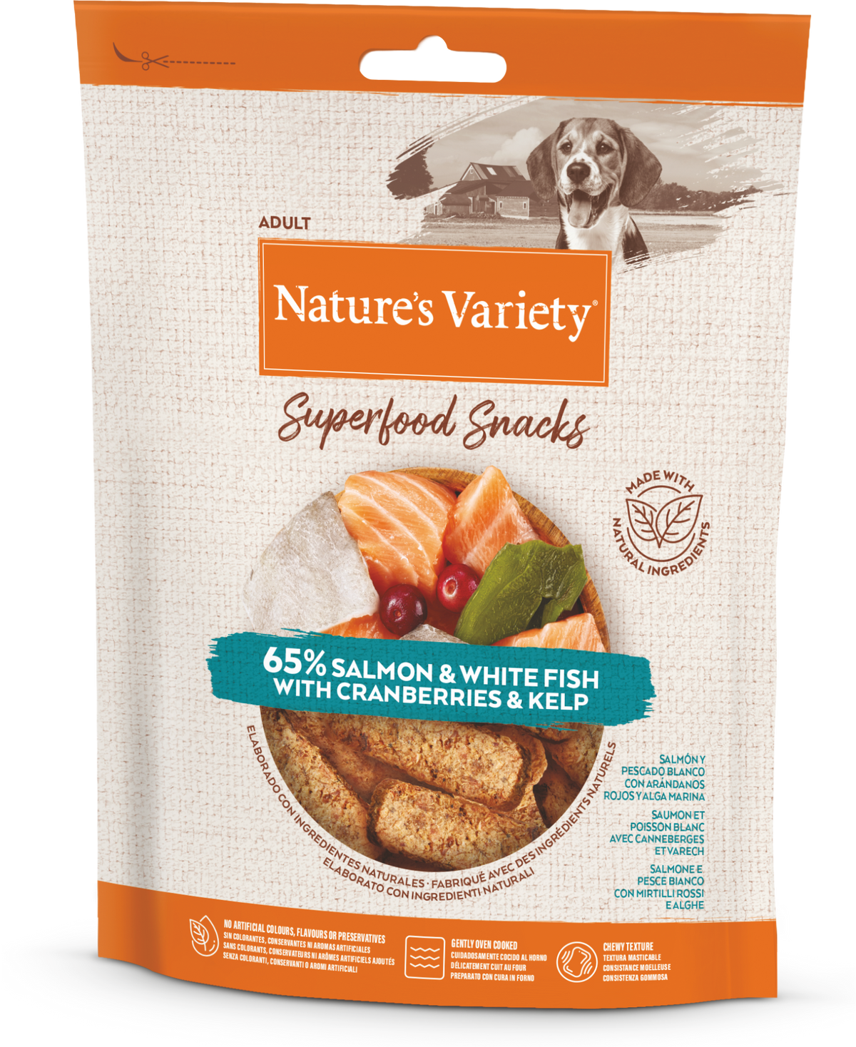 Nature's Variety Superfood Snacks (lašiša, balta žuvis su spanguolėmis ...